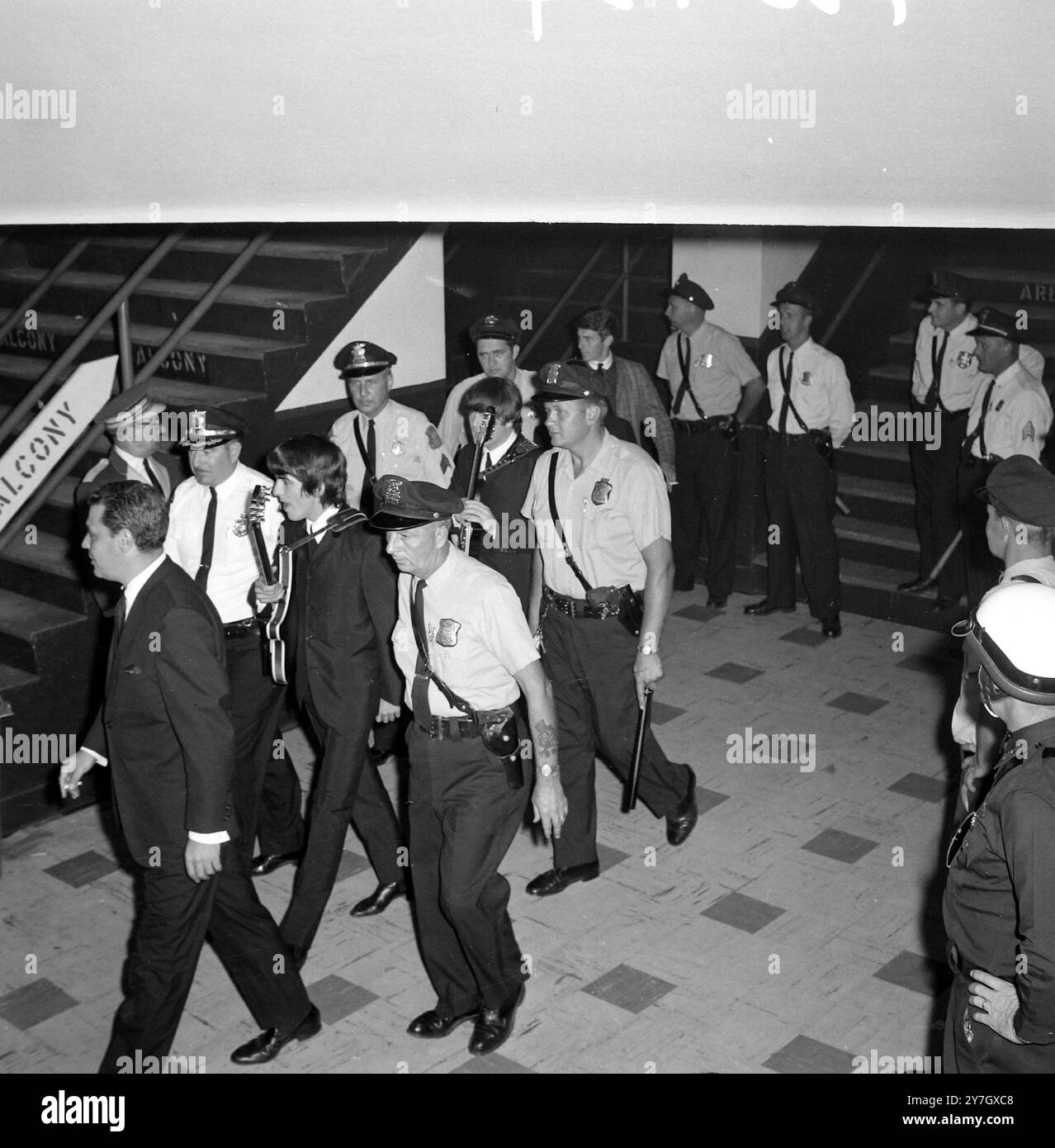GEORGE HARRISON WITH JOHN LENNON OF THE BEATLES AT DETROIT STAGE / ; 12 ...