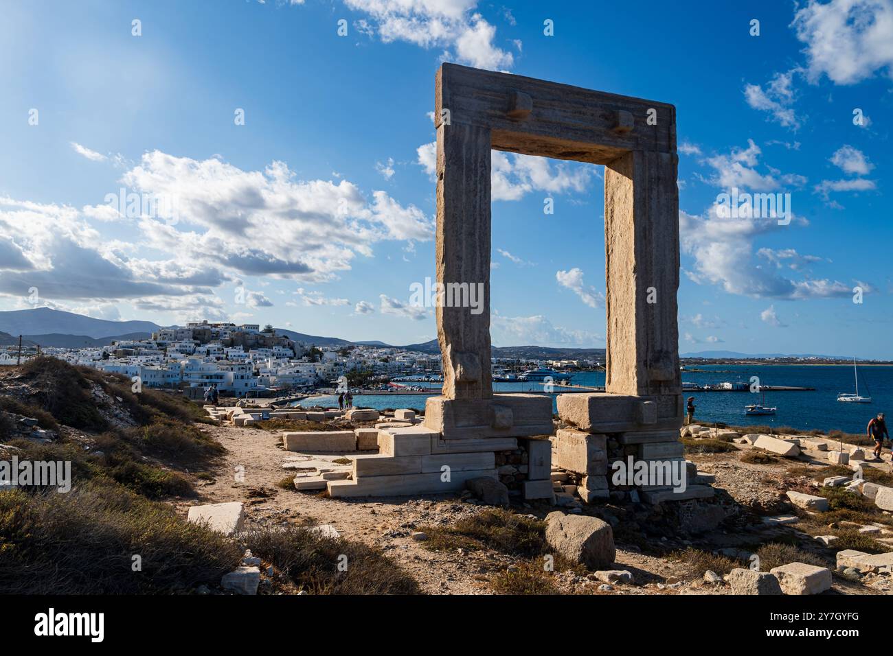 The Portara of Naxos, the unfinished temple of Apollo of 530 BC, a huge ...