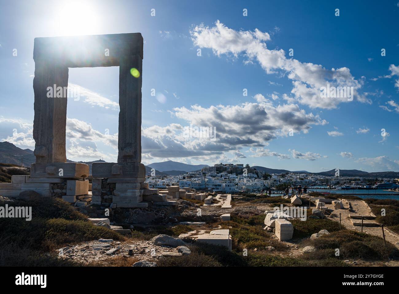 The Portara of Naxos, the unfinished temple of Apollo of 530 BC, a huge ...