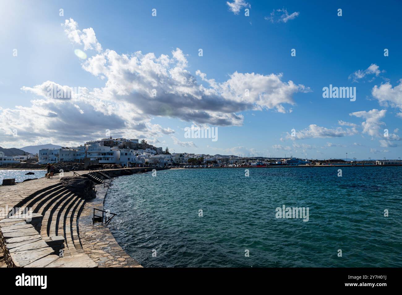 A view of of Chora the main town of Naxo in the Cyclades islands ...