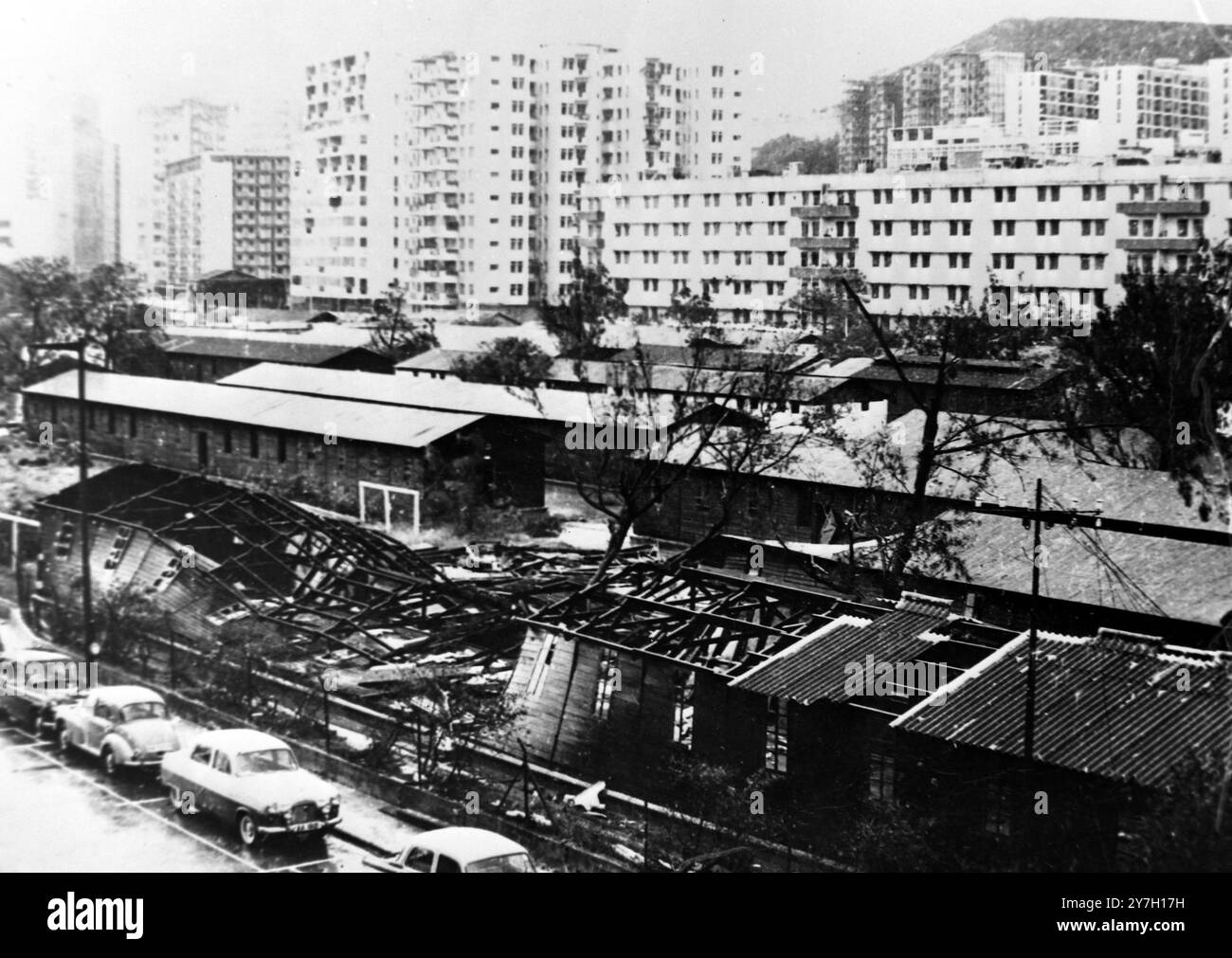 TYPHOON RUBY BUILDINGS SMASHED IN HONG KONG ; 7 SEPTEMBER 1964 Stock ...