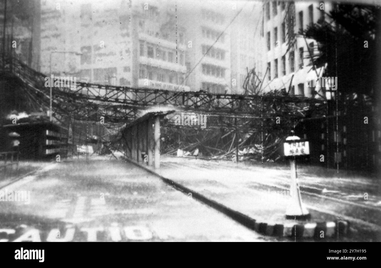 TYPHOON RUBY BUILDING CRANE TOPPLED MAIN STREET IN HONG KONG ; 6 ...