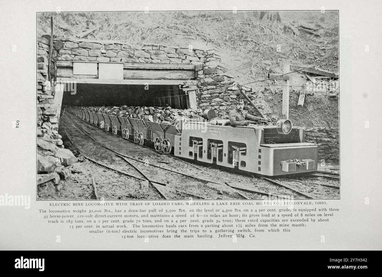 electric mine locomotive with train of loaded cars Wheeling & Lake Erie ...