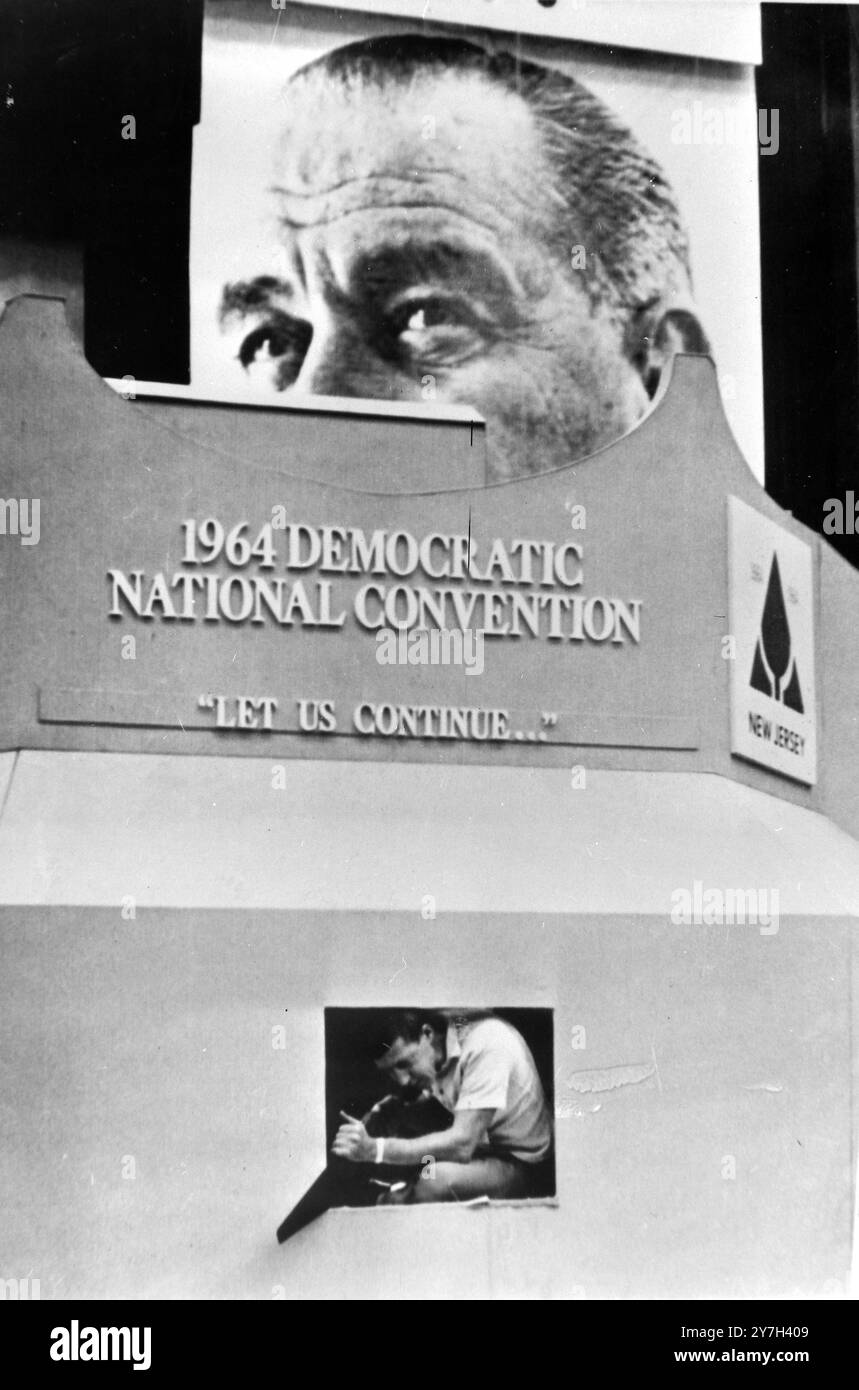 DEMOCRATIC CONVENTION HALL IN ATLANTIC CITY WITH PRESIDENT JOHNSON ...