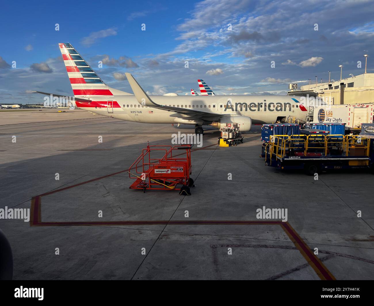 American Airlines plane parked at the gate at Miami International ...