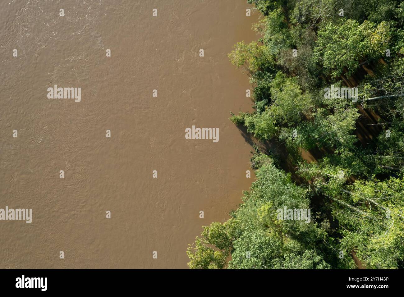 Top down view of flooded Catawba River after hurricane Helene Stock ...