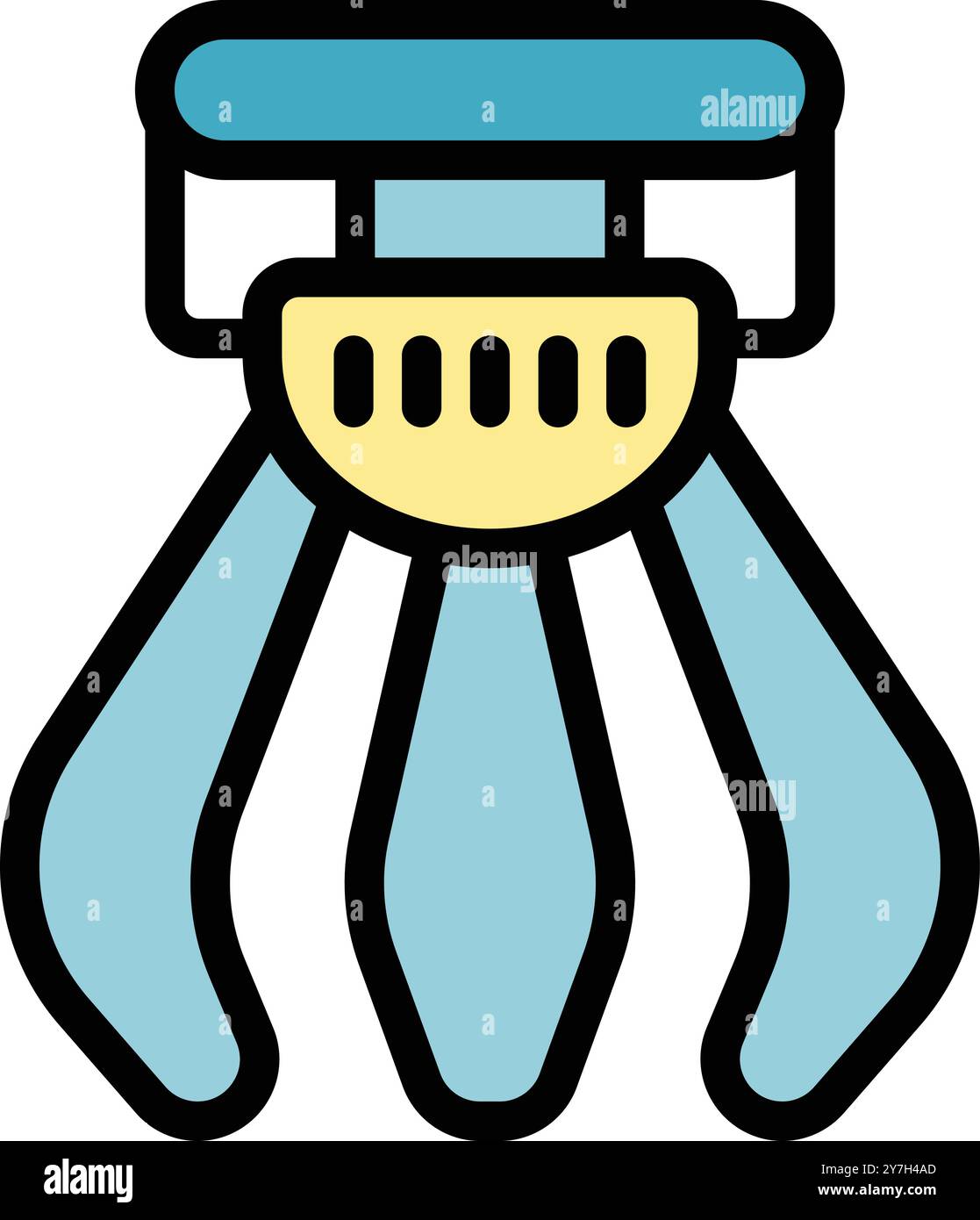 This icon represents an industrial robot arm picking up an object, symbolizing automation and ...