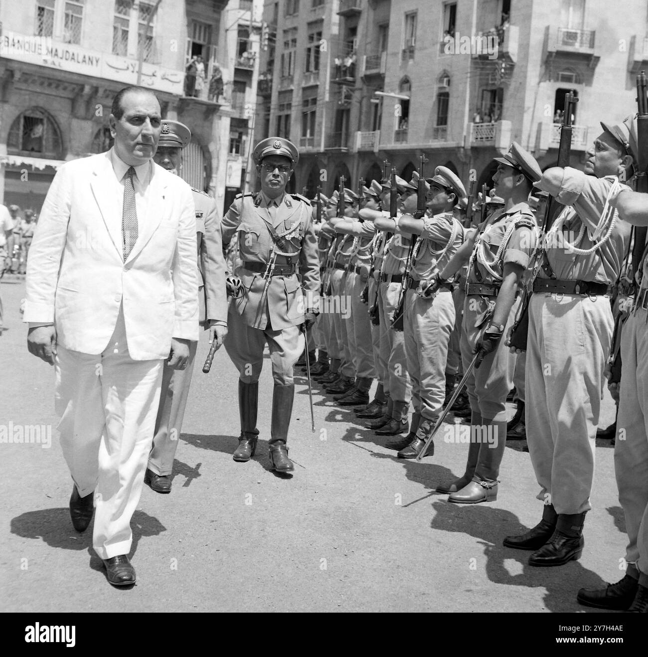 CHARLES HELOU LEBANESE PRESIDENT CHECK GUARDS OF HONOUR IN BEIRUT ...