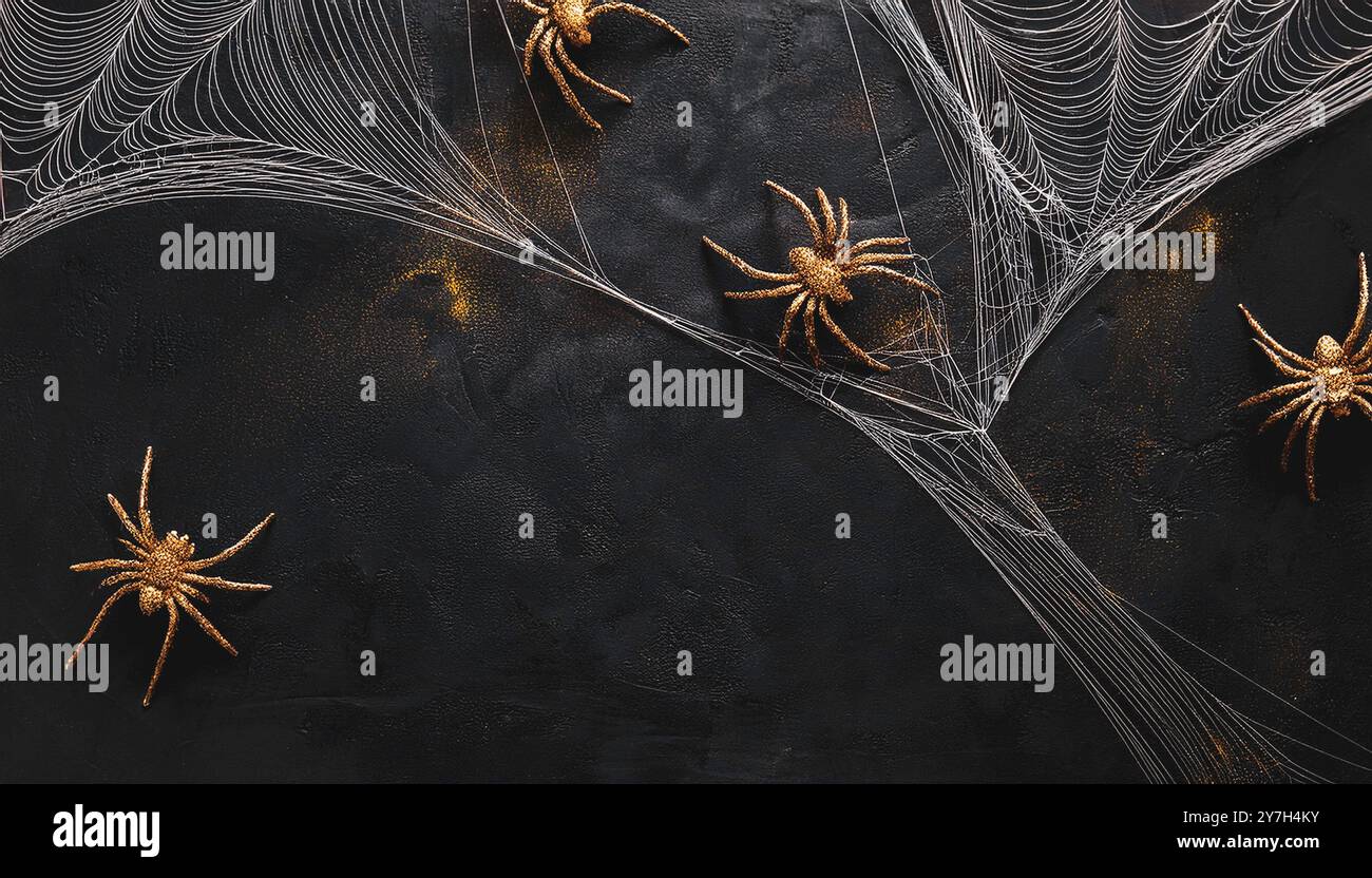 Intricate golden spiderwebs fake halloween cobweb decorations and ...