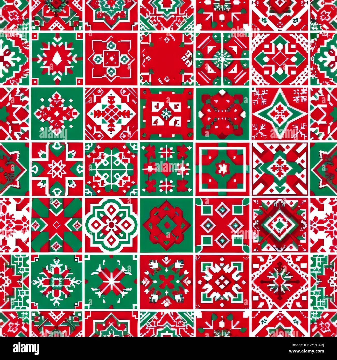 Festive red and green patchwork design with christmas motifs for ...