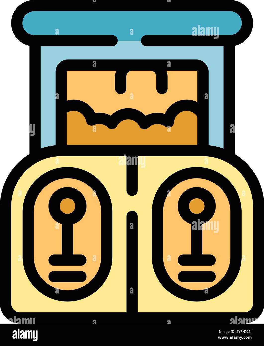 Modern double toaster with two slices of bread inside, a simple design ...