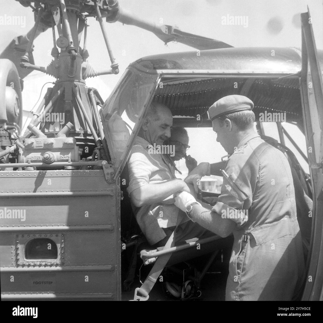 GEORGE GRIVAS AT BATTLE AREA WITH BRITISH PILOT IN NICOSIA / ; 13 ...