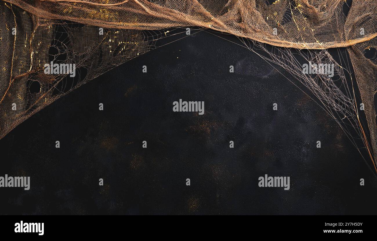 Intricate golden spiderwebs, fake spooky cobwebs Halloween decorations ...