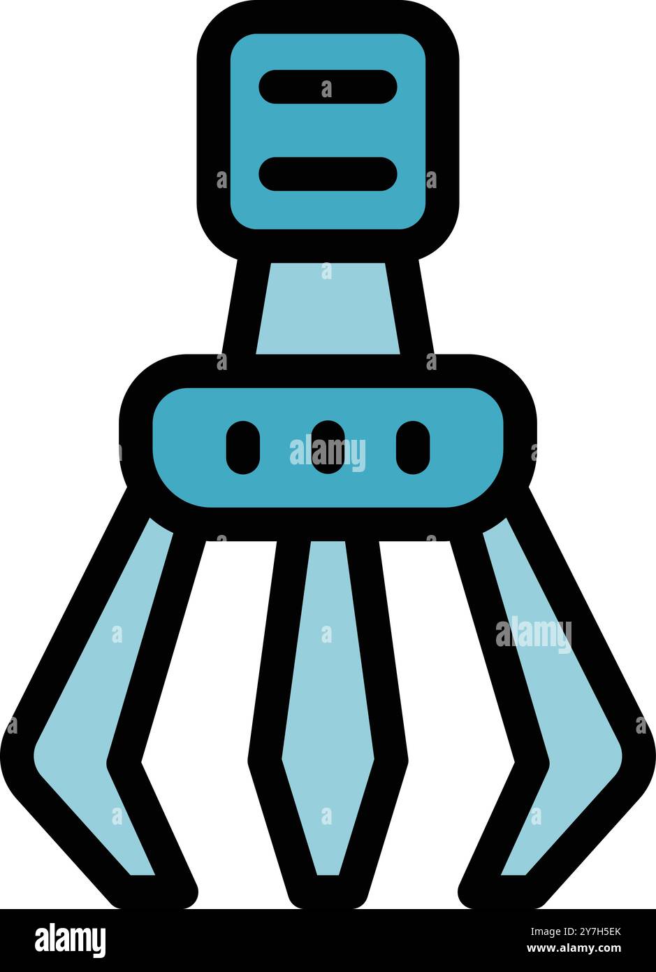 Industrial robot arm with three claws open, picking up an object, colored vector icon Stock ...