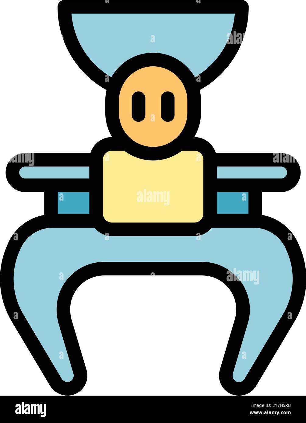 Cartoon icon of a robot claw arm holding a microchip, representing ...