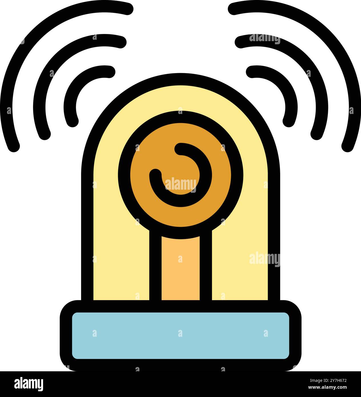This icon represents an alarm siren emitting sound waves, often used ...