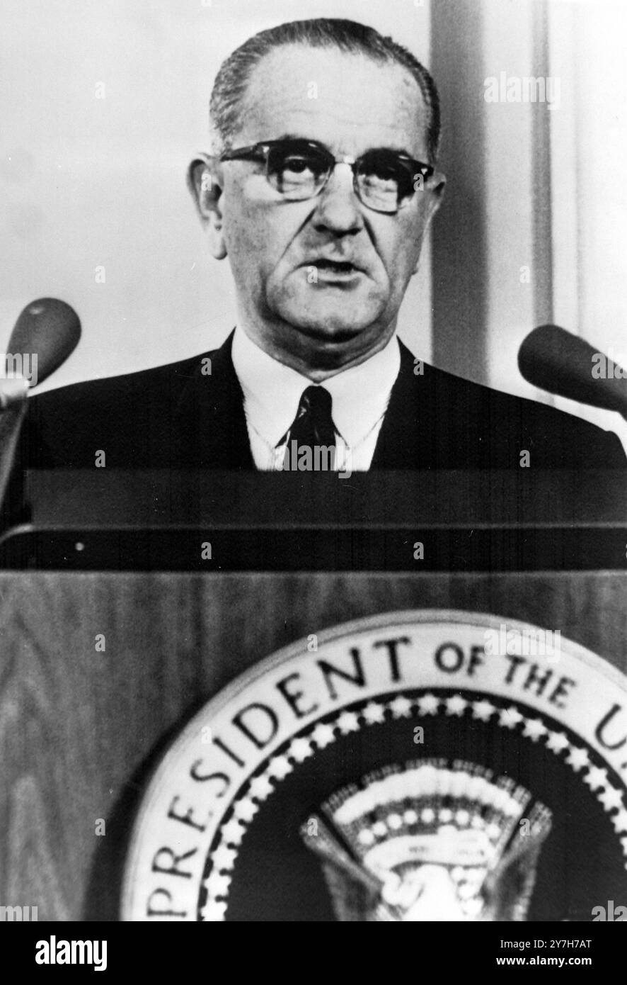US AMERICAN PRESIDENT LYNDON B JOHNSON ANNOUNCES VIETNAM ACTION IN ...