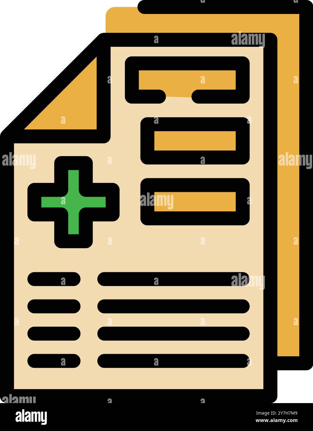 Medical history with green cross icon showing patient data for ...