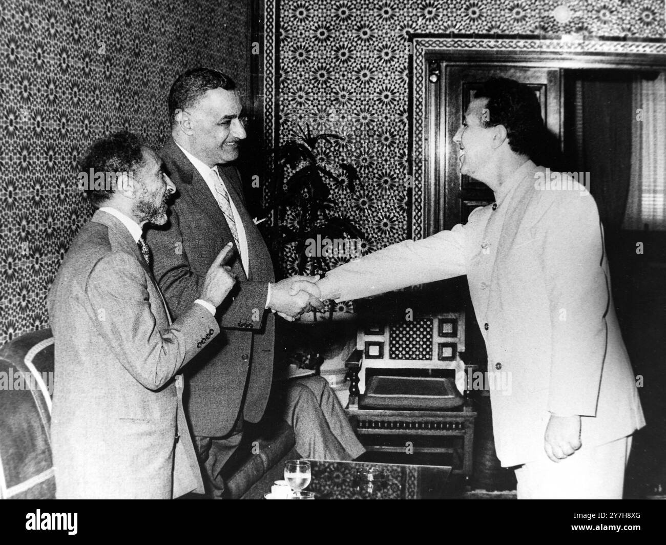 PRESIDENT OF UNITED ARAB REPUBLIC GAMAL ABDUL NASSER WITH EMPEROR HAILE ...