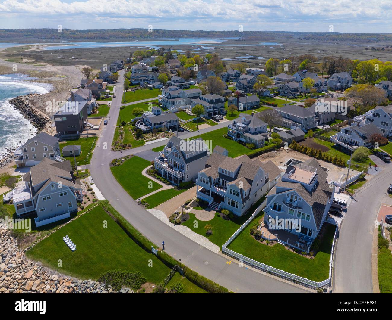 Third Cliff village aerial view at the North River mouth to the ...