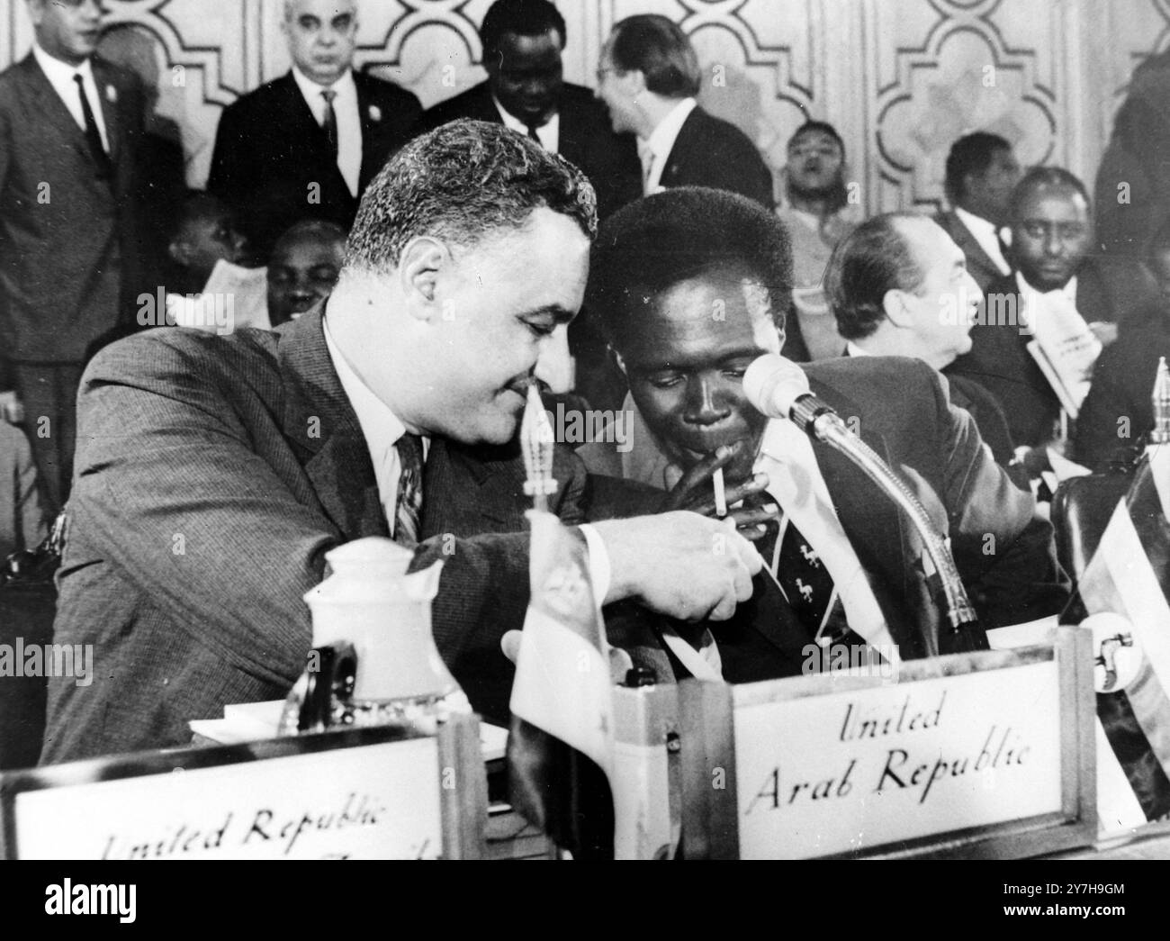 PRESIDENT GAMAL ABDEL NASSER AND MILTON OBOTE AT AFRICAN SUMMIT ...