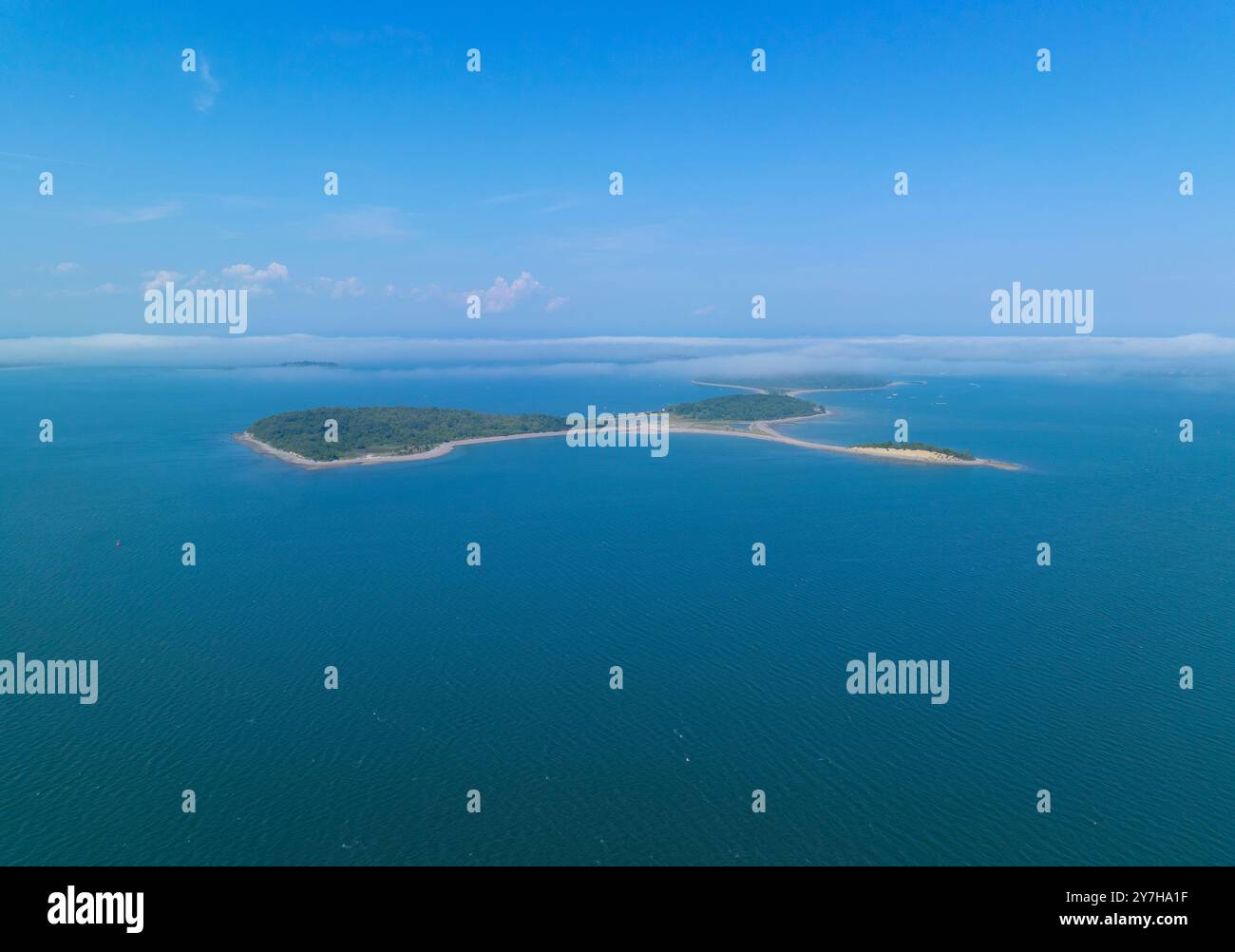 Peddocks Island and Fort Andrews aerial view at Quincy Bay in town of ...