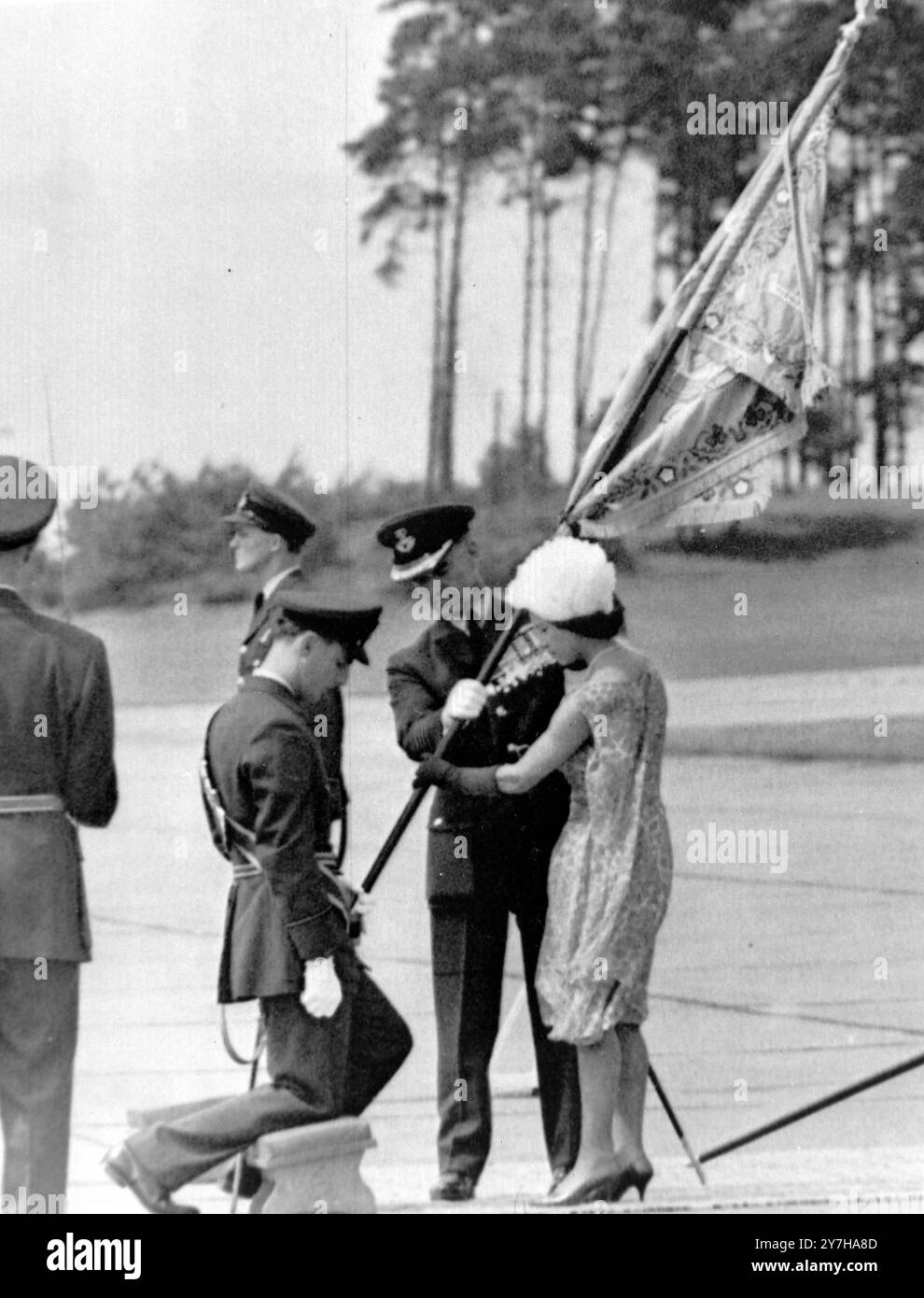 PRINCESS MARGARET ROSE WITH RAF SQUADRONS NEW COLOURS IN BONN ; 15 JULY ...