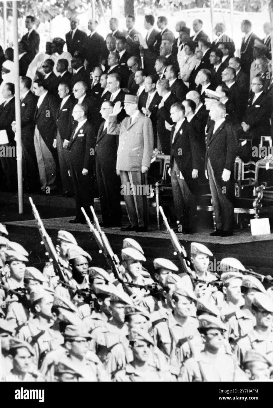 PIERRE MESSMER WITH FRENCH PRESIDENT CHARLES DE GAULLE DE AT BASTILLE ...