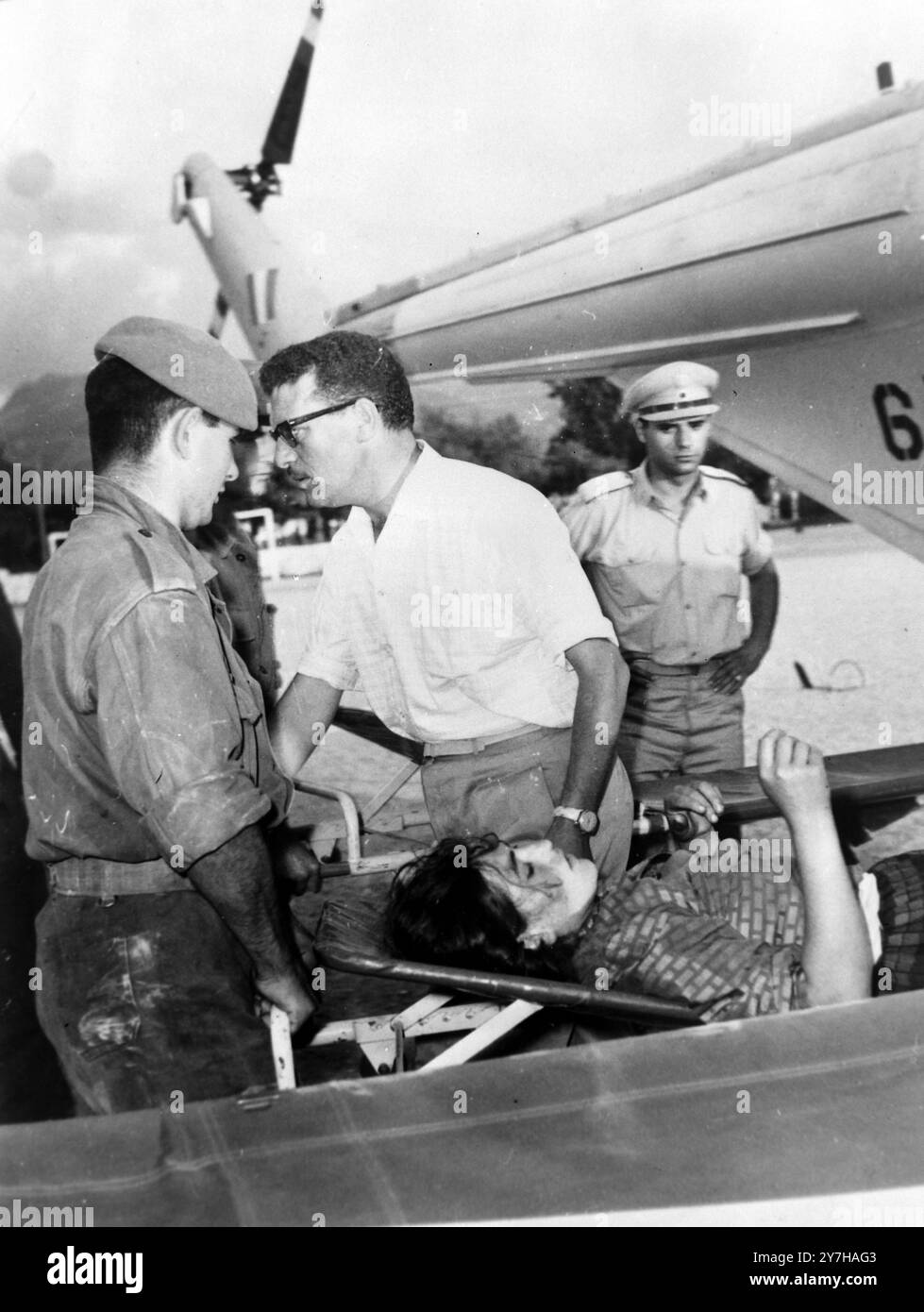 HOSPITAL WOMAN POISONED ACCIDENTALLY ARRIVES BY HELICOPTER IN PATRAS, GREECE ; 14 JULY 1964 ...