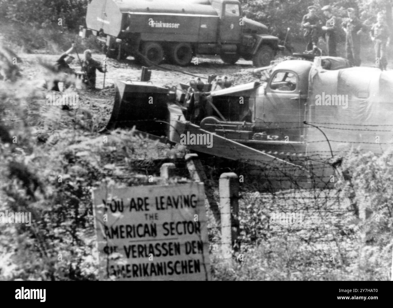 TANKS POLICE WORKING ON ANTI TANK OBSTACLES IN BERLIN, EAST GERMANY ...