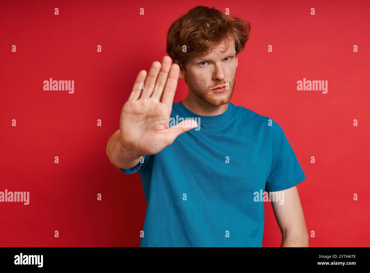Redhead young man stop sign hi-res stock photography and images - Alamy