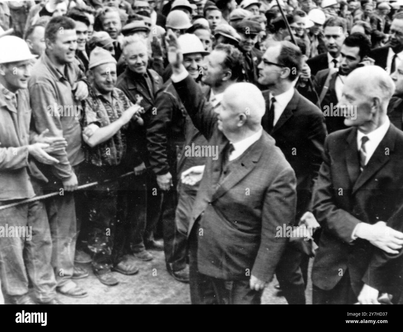 SOVIET PRIME MINISTER NIKITA KHRUSHCHEV WITH EINAR GERHARDSEN NORWEGIAN ...