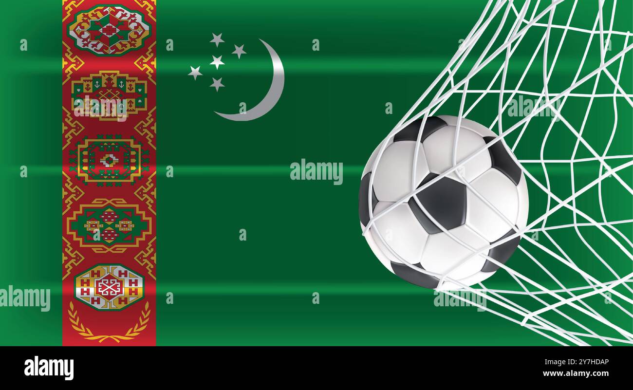 Soccer or Football ball in Goal Net Isolated on Turkmenistan Shaded ...