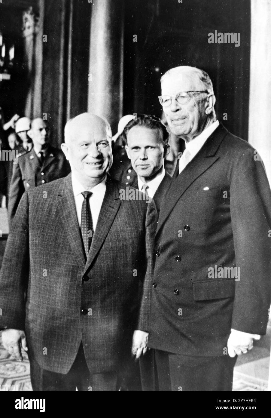 SOVIET PRIME MINISTER NIKITA KHRUSHCHEV WITH KING GUSTAV ADOLF IN ...
