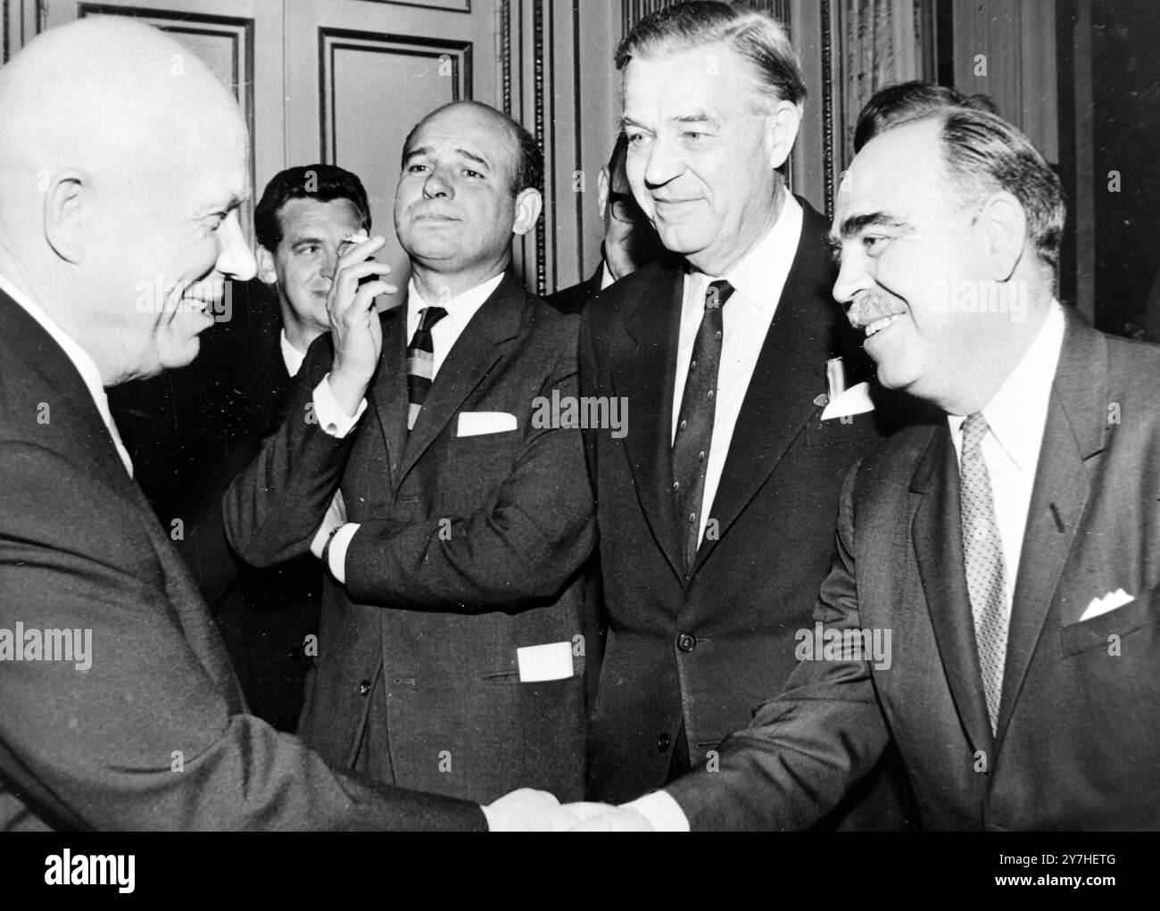SOVIET PRIME MINISTER NIKITA KHRUSHCHEV WITH TED SHAPIRO IN STOCKHOLM ...