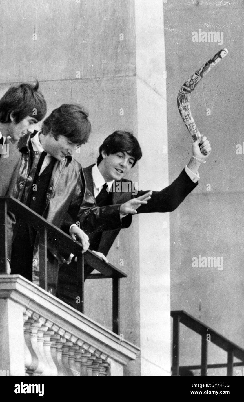 THE BEATLES POP MUSIC GROUP IN MELBOURNE, PAUL MCCARTNEY HOLDING ...