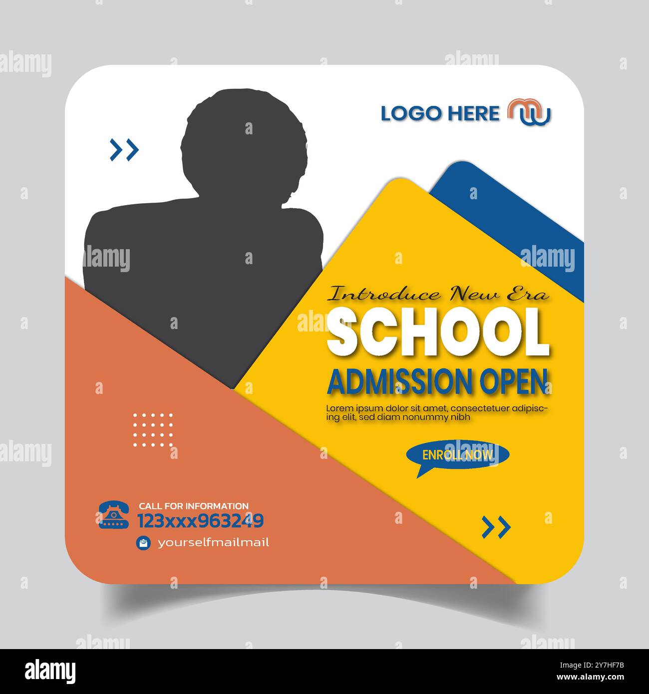 Kids School Advertisement Social Media Post Design Stock Vector Image ...