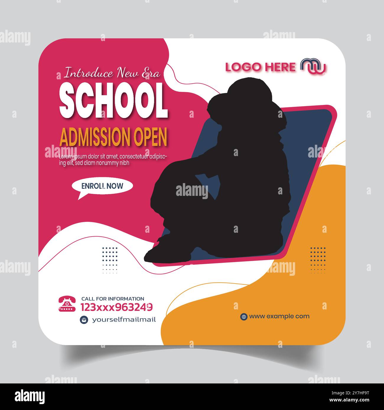 Luxury Cute School Admission Social Media Post Design Stock Vector ...