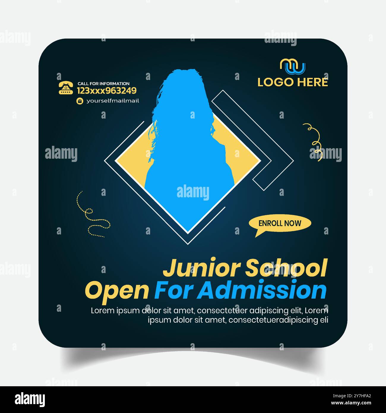 School Advertisement Social Media Post Templates Stock Vector Image ...