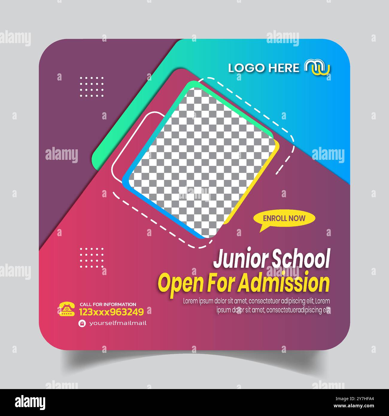 Wonderful Trendy School Admission Social Media Post Design Stock Vector ...