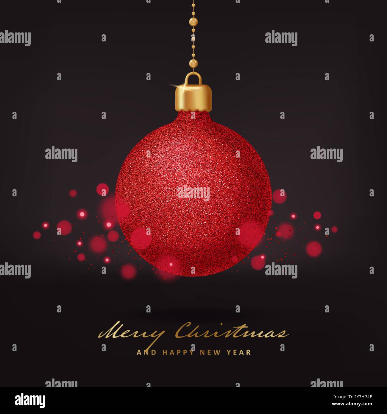 Christmas Glass Red Glitter Ball. Vector Illustration in Realistic ...