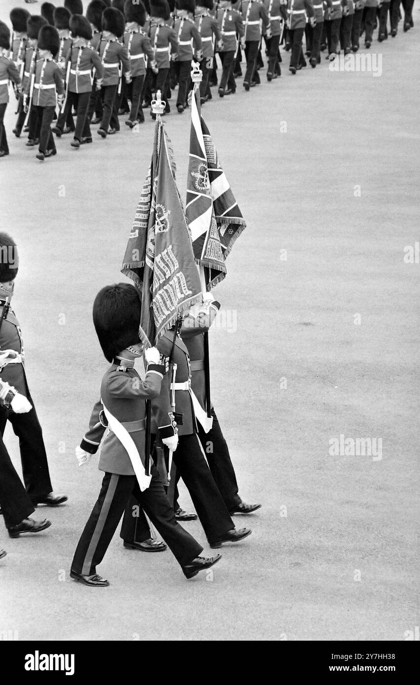 BRITISH ARMY SCOTS GUARDS COLOURS ON PARADE IN PIRBRIGHT ; 10 JUNE 1964 ...