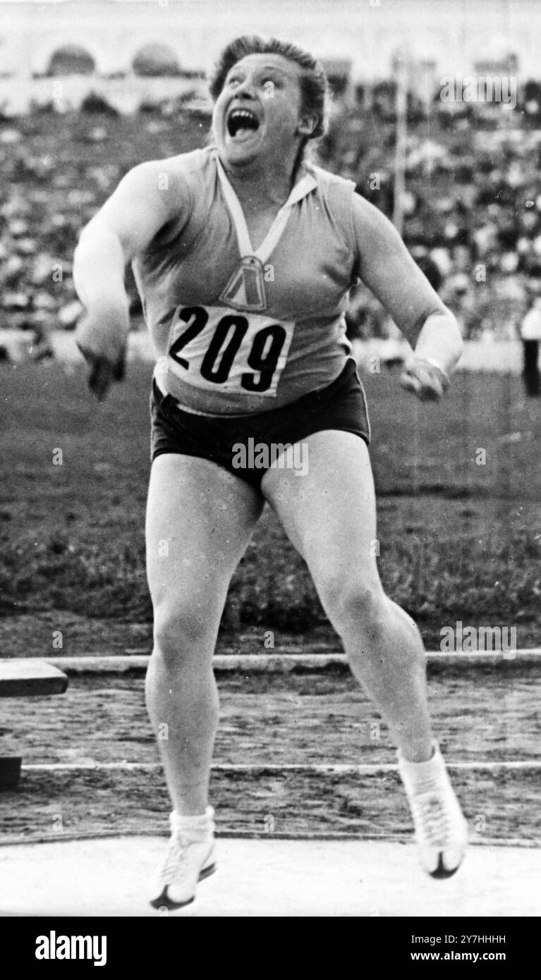 ATHLETICS TAMARA PRESS SOVIET OLYMPIC SHOT PUTTER IN ACTION IN MINSK ...