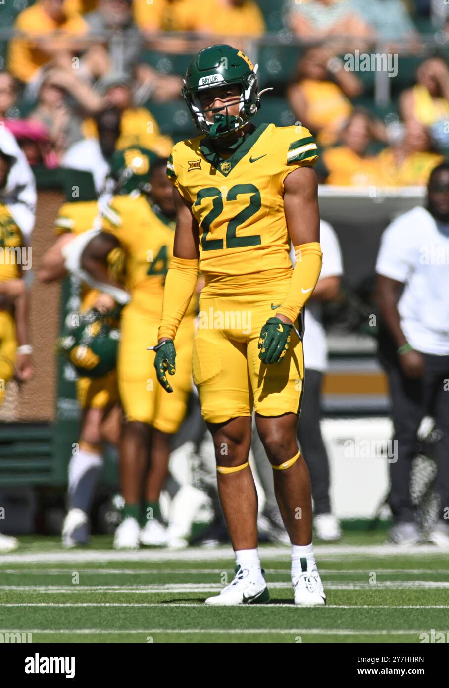 WACO, TX - SEPTEMBER 28: Baylor Bear DB Reggie Bush II gets ready for a play during game ...