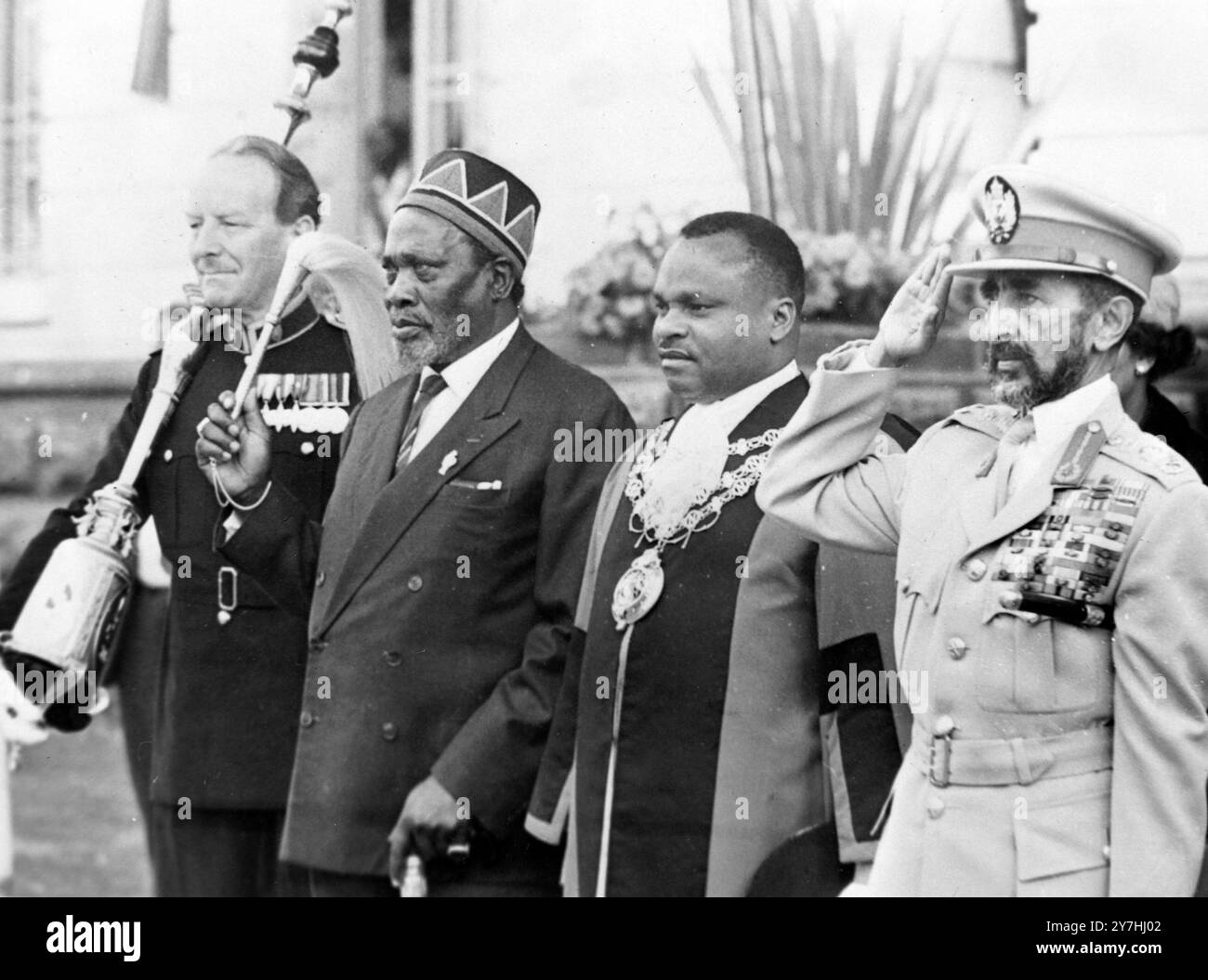 KENYAN PREMIER AFRICAN LEADER JOMO KENYATTA WITH HAILE SELASSIE AND ...
