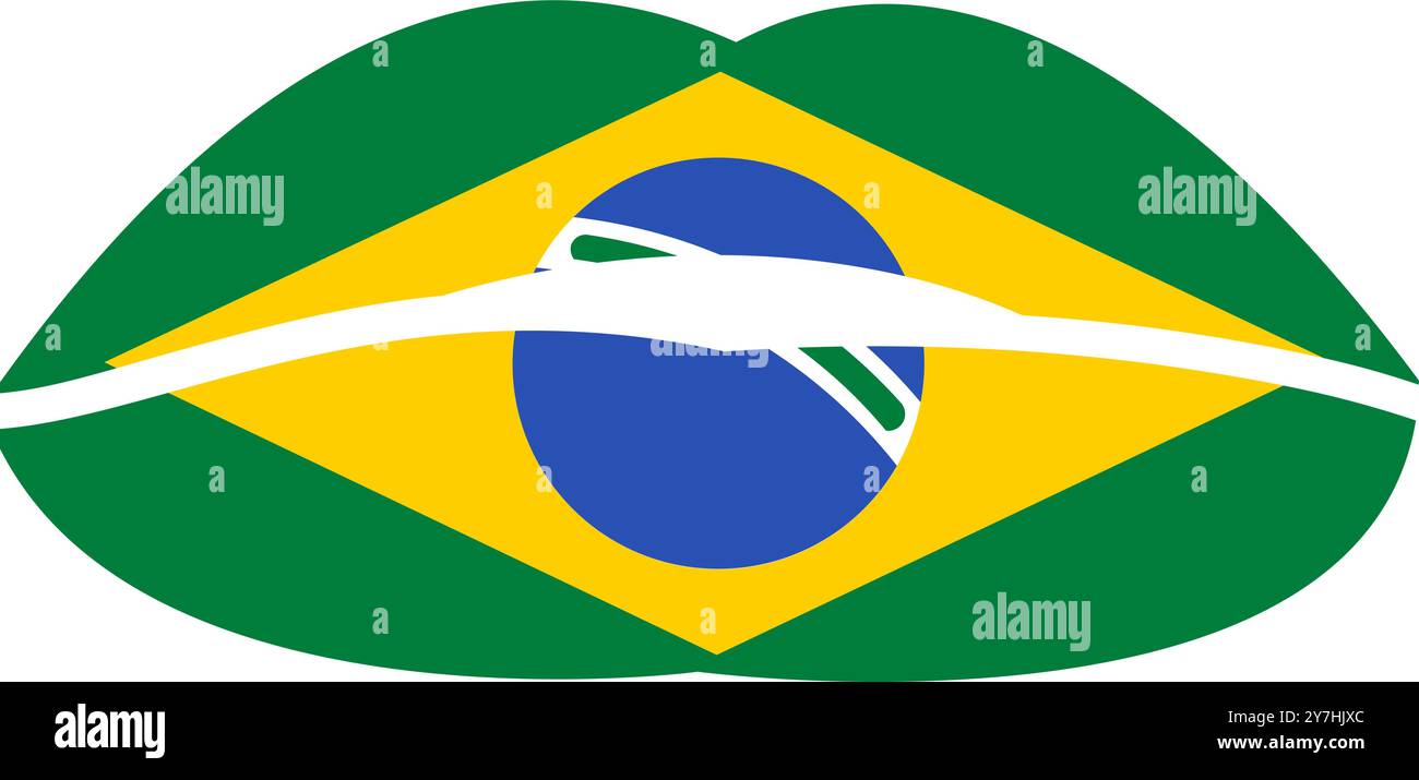 A vibrant vector illustration of kissing lips in colors of Brazilian ...