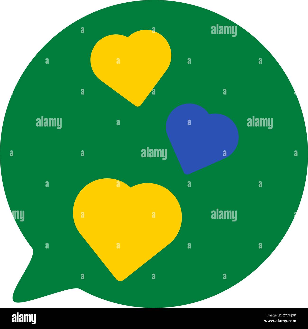 A vibrant vector illustration of a speech bubble with hearts in colors ...