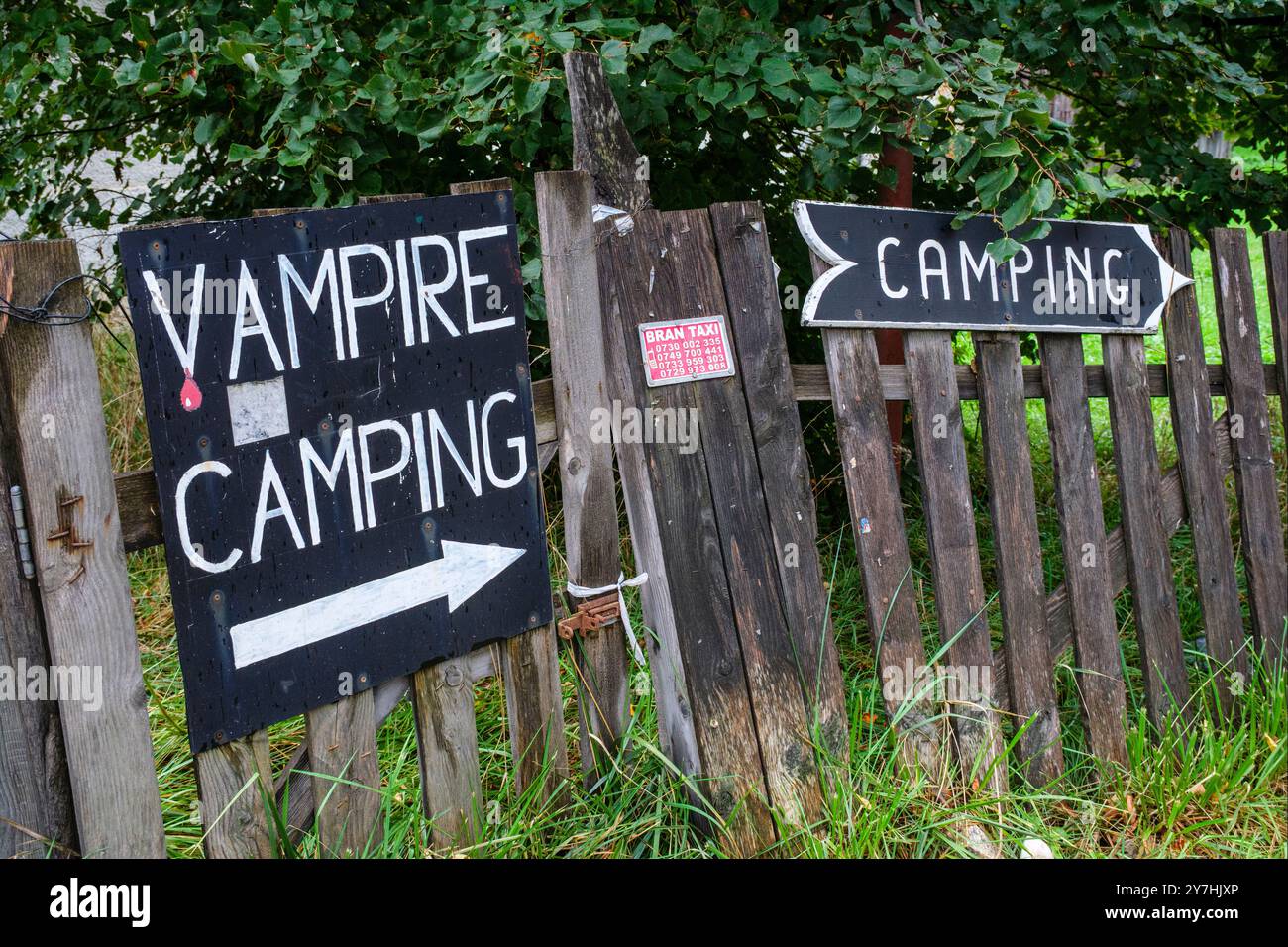 Camp sites apparently cater for vampires at Bran, Transylvania, Romania ...