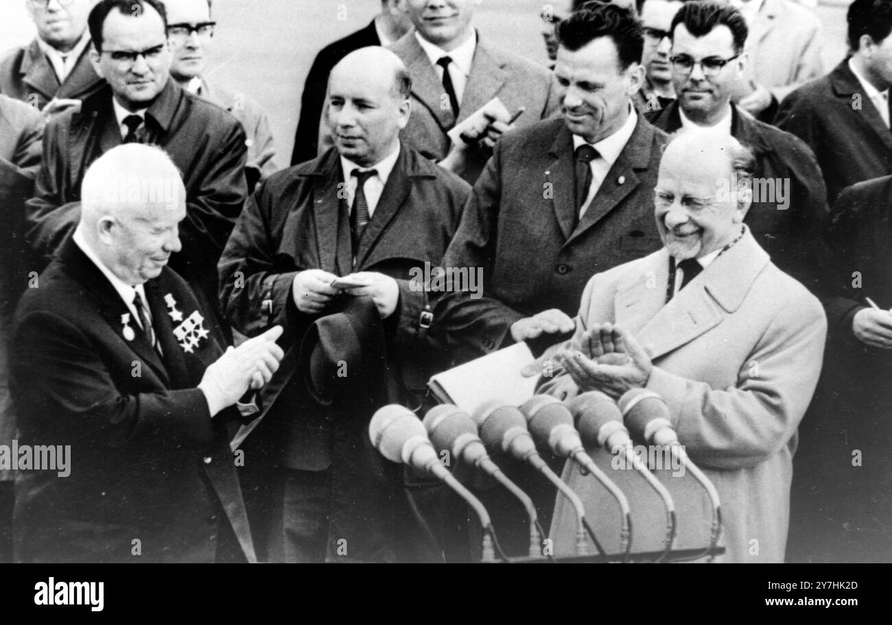 Soviet Prime Minister Nikita Khrushchev With Walter Ulbricht Of West