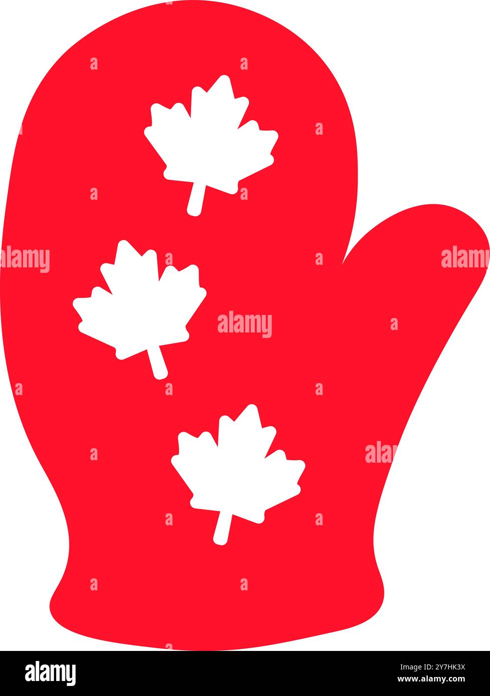A vibrant vector illustration of a mitten with maple leaves in colors ...